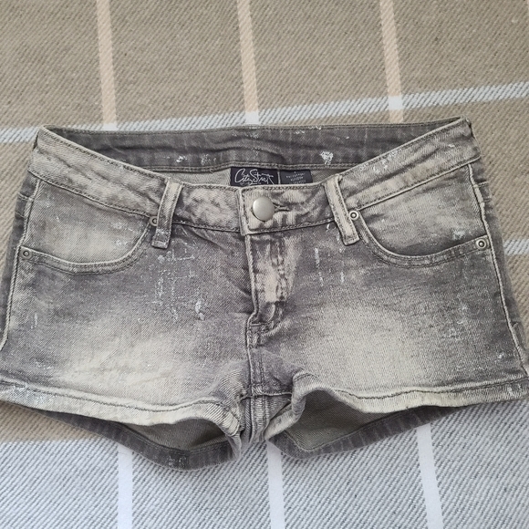 City Streets | Shorts | Grey Wash With Silver Low Waist Jean Short ...